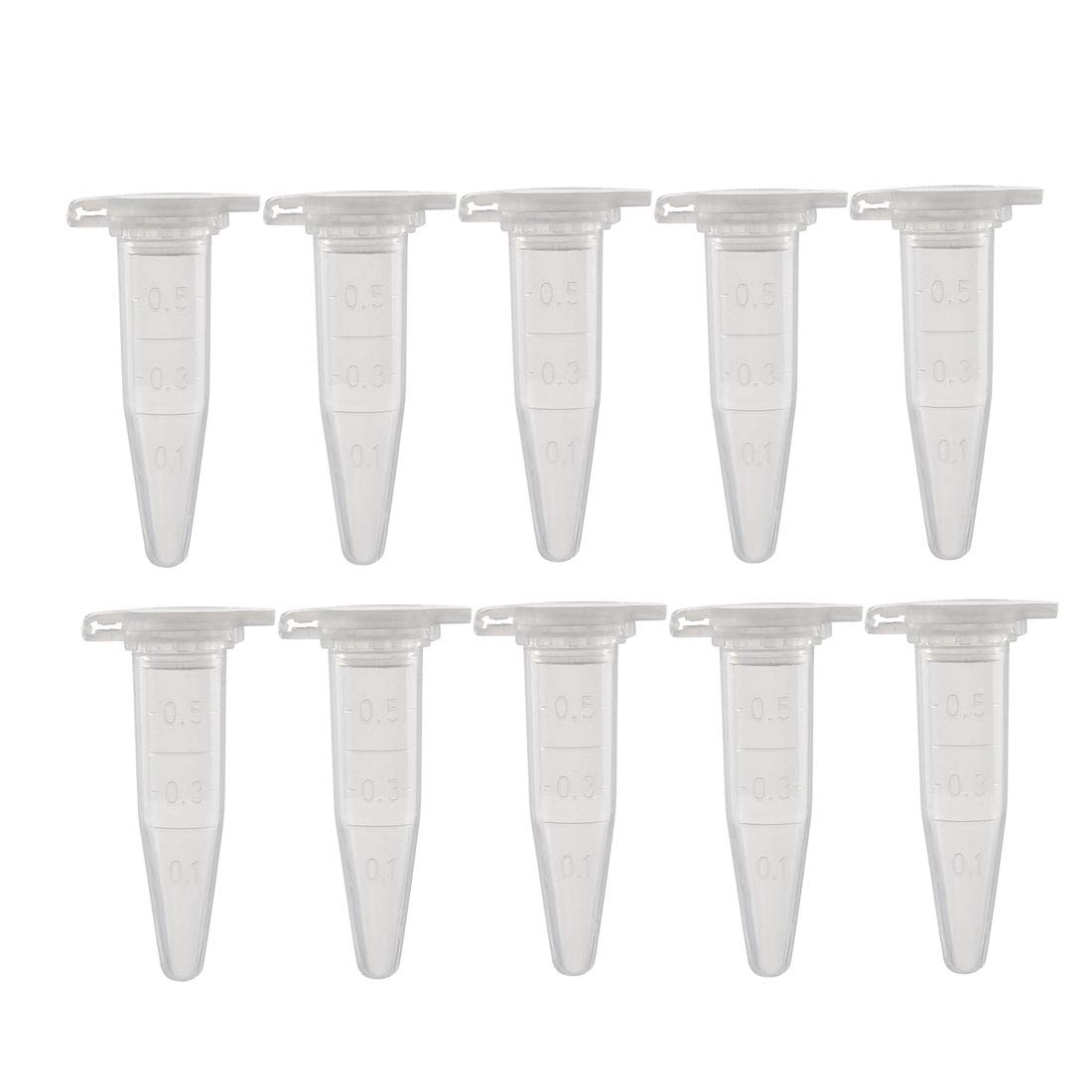 uxcell 50 Pcs 0.5ml Plastic Centrifuge Tubes with Snap Cap, Polypropylene Graduated Micro Centrifuge Tube, Conical Bottom, Clear, Storage Container for Beads Sample Lab
