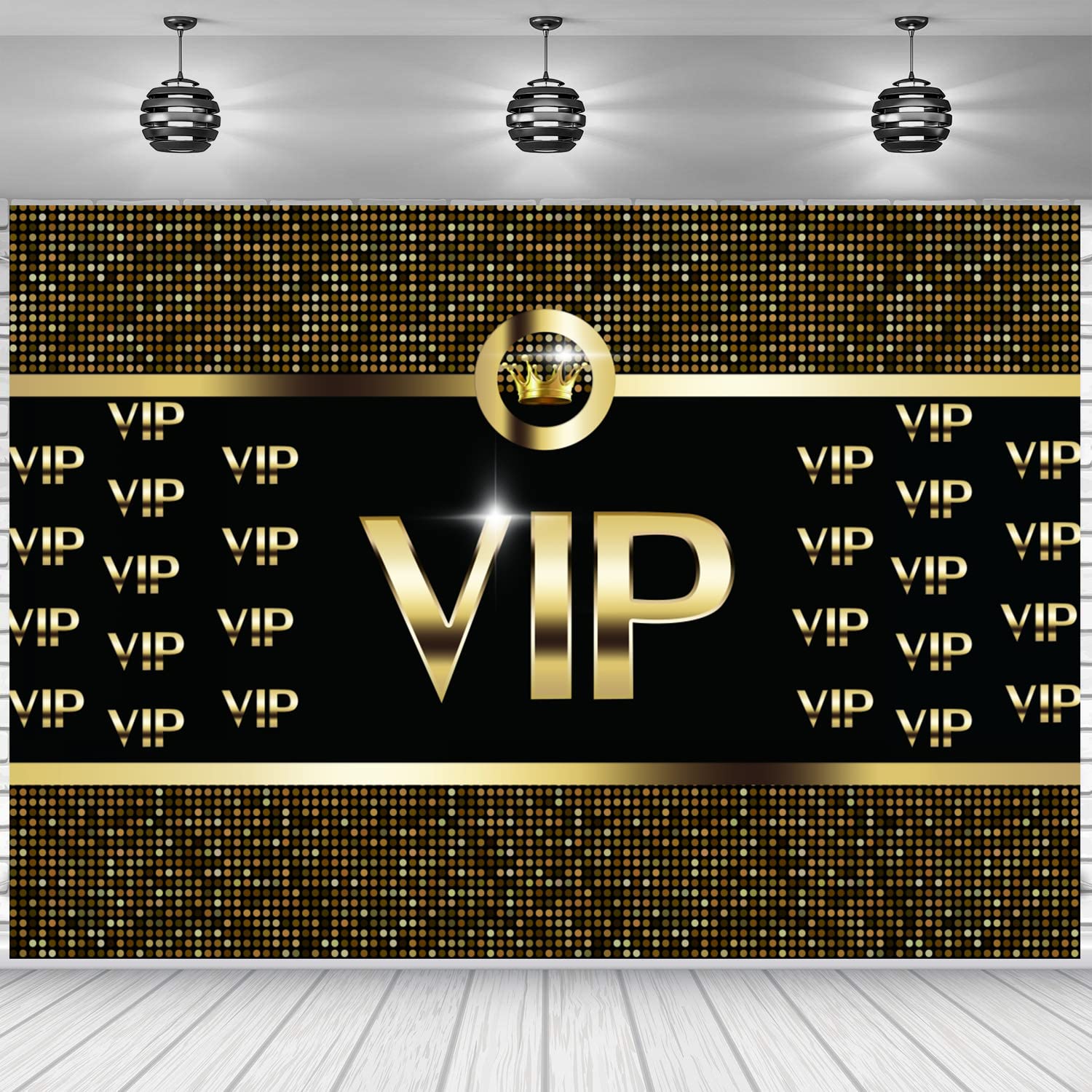 Withu VIP Party Backdrop Crown Black Gold Star Mimetic Show Graduation Birthday Red Carpet Event Photo Studio Backgrounds Celebrity Movie Award Ceremony Banner Props
