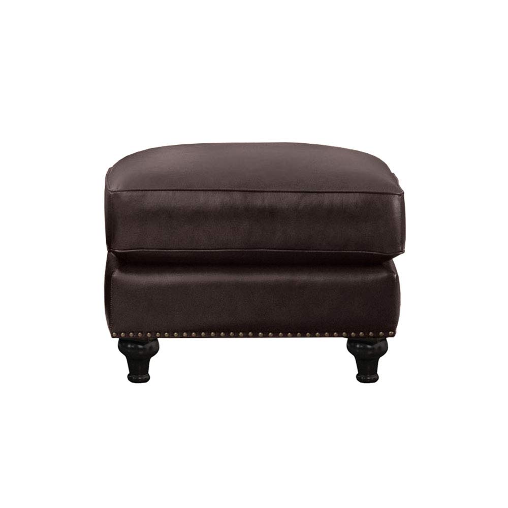 Abbyson Living Mortara Leather Ottoman - Vintage Design, Nailhead Trim, Brown