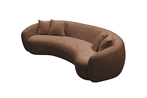 ERYE 102" 5 Seats Teddy Fleece Boucle Curved Sofa, Modern Half Moon Comfy Sectional Leisure Couch, Beautiful Freestanding Sofa&Couch for Living Room, Professionally Perfect Shape More Decorative