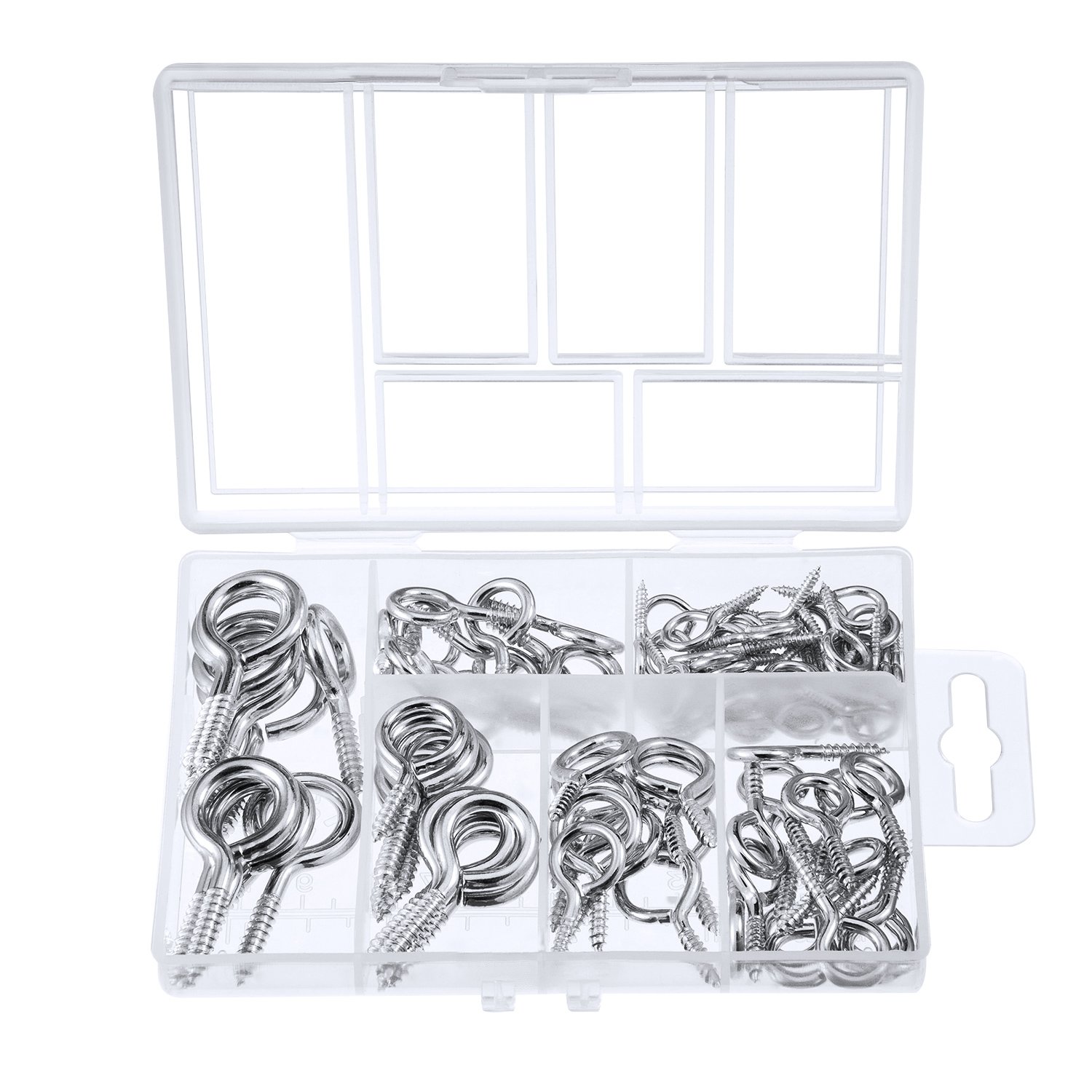 Eye Bolts Screw Eyes, Assortment Size, 100 Pieces