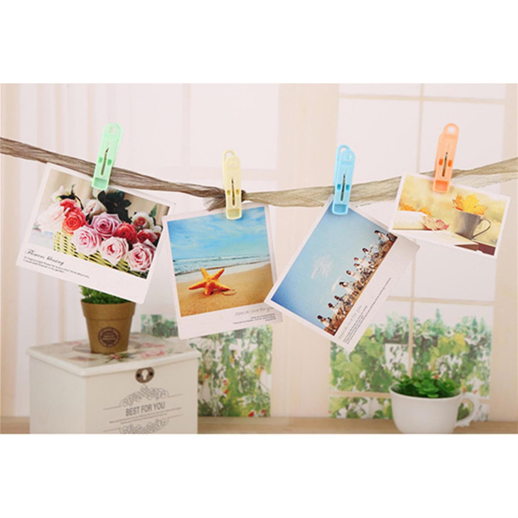 CHUXI 20Pcs Colorful Plastic Clothespins - Heavy Duty Laundry Clothes Pins Clips with Springs,Air-Drying Clothing Pin Set