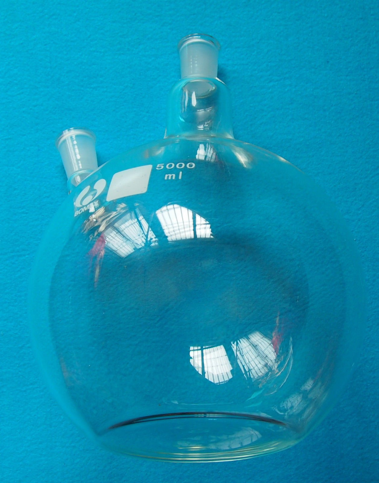 Deschem 5000ml 24/40 2-Neck Glass Flask Flat Bottom 5L Twins Necks Lab Plat Form Vessel