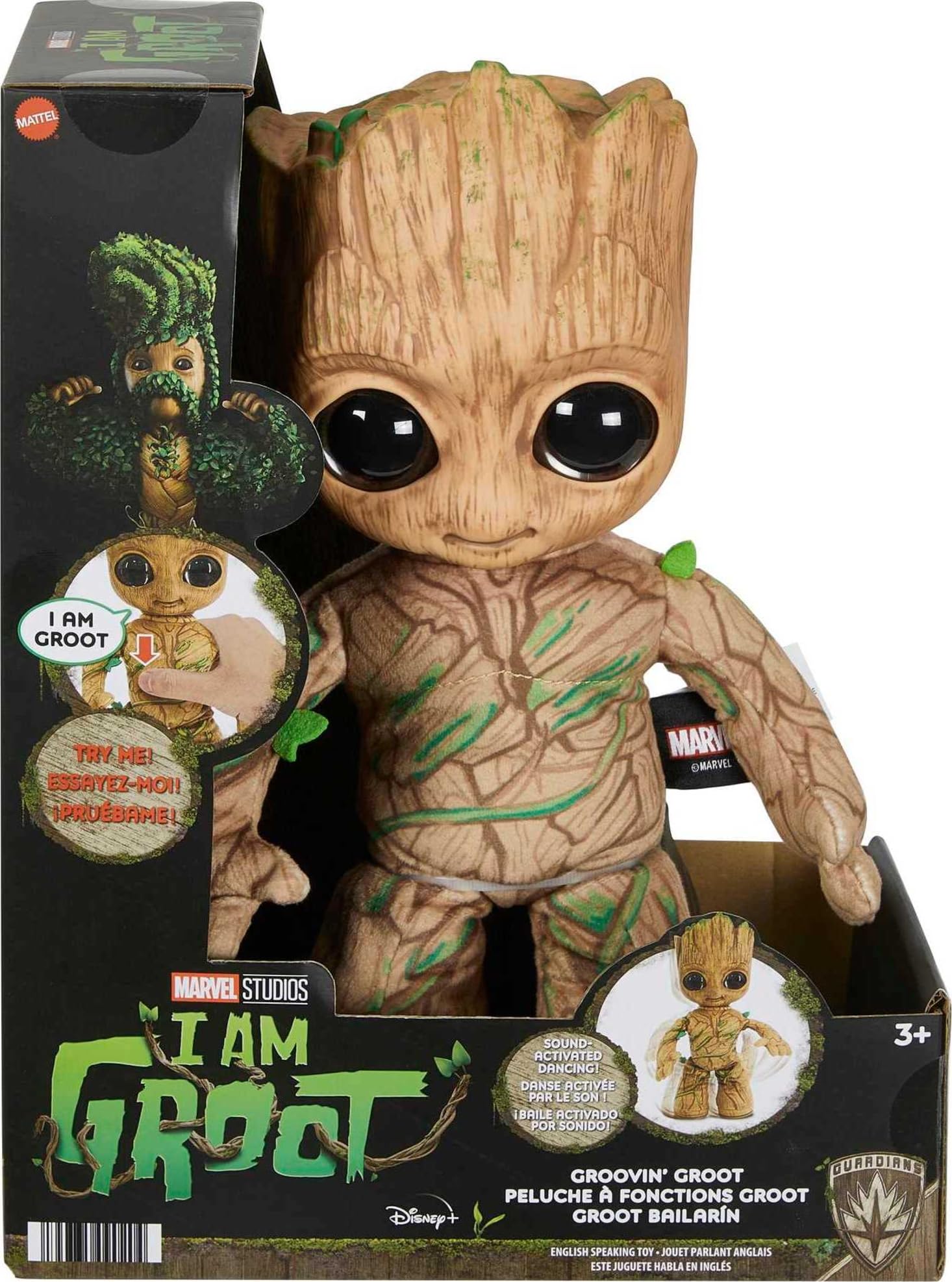 Mattel Marvel Plush, Groovin’ Groot Dancing & Talking Figure from the Disney+ Series I Am Groot, Soft Toy for Kids, Fans & Collectors