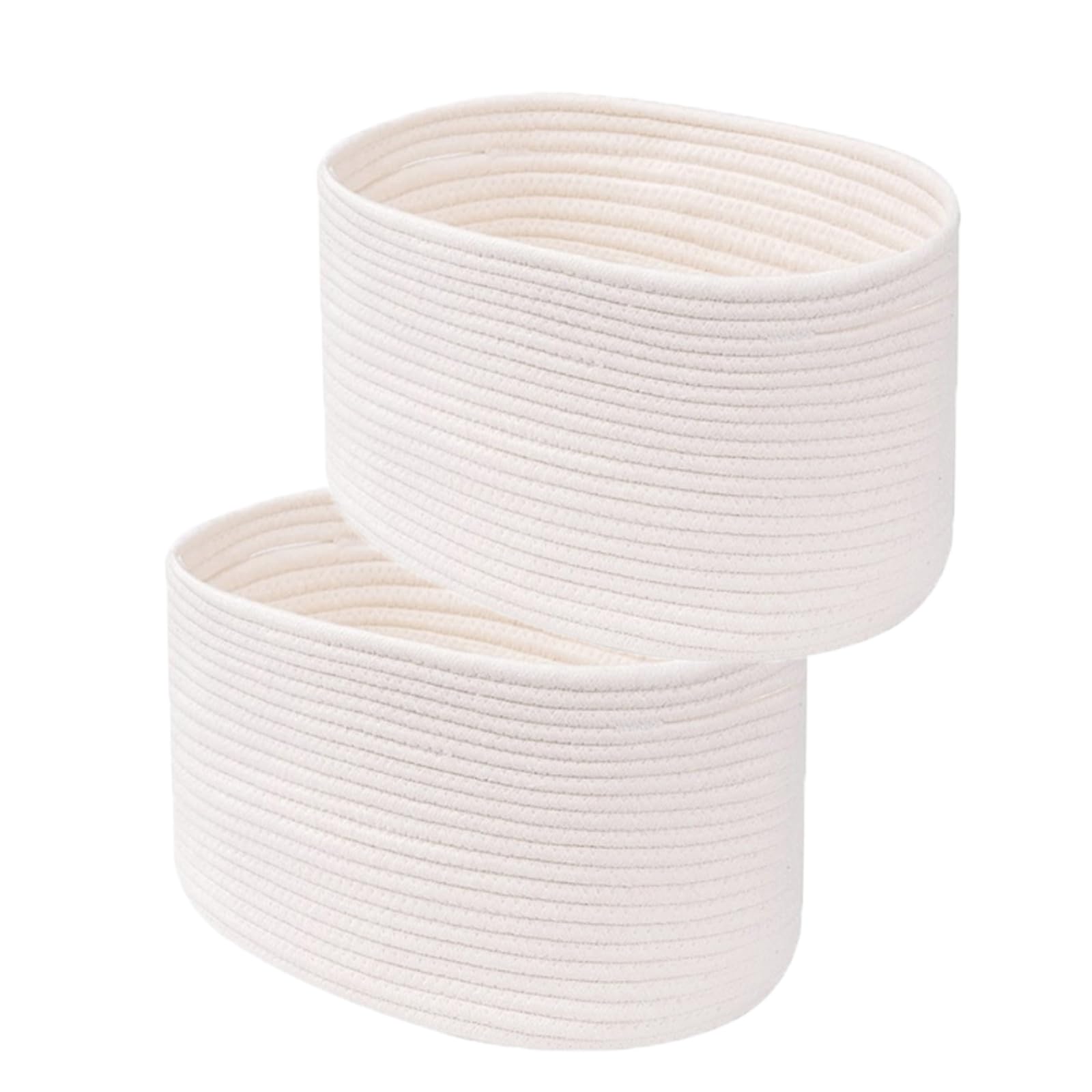 Shelf Cube Storage Organizer Bins,Rectangular Woven Basket for Living Room,Decorative Closet Storage Basket,Skin-friendly Rope Basket for Shelves,2 Pack