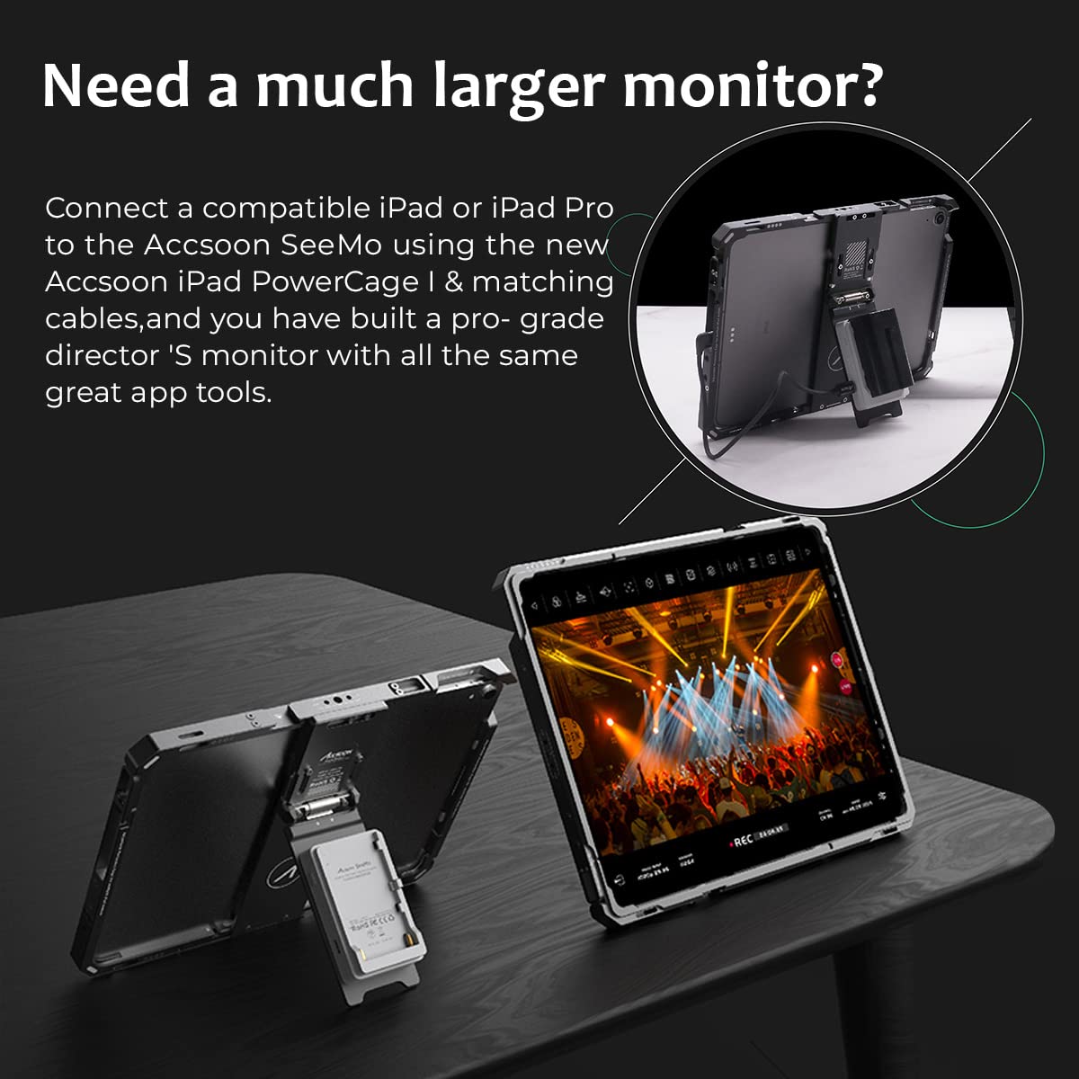 Accsoon Power Cage Pro Ⅱ for iPad, Compatible with IPad Pro - 12.9 inch (Gen 3, 4, 5, 6), W ACC04 NP-F Battery Plate Adapter