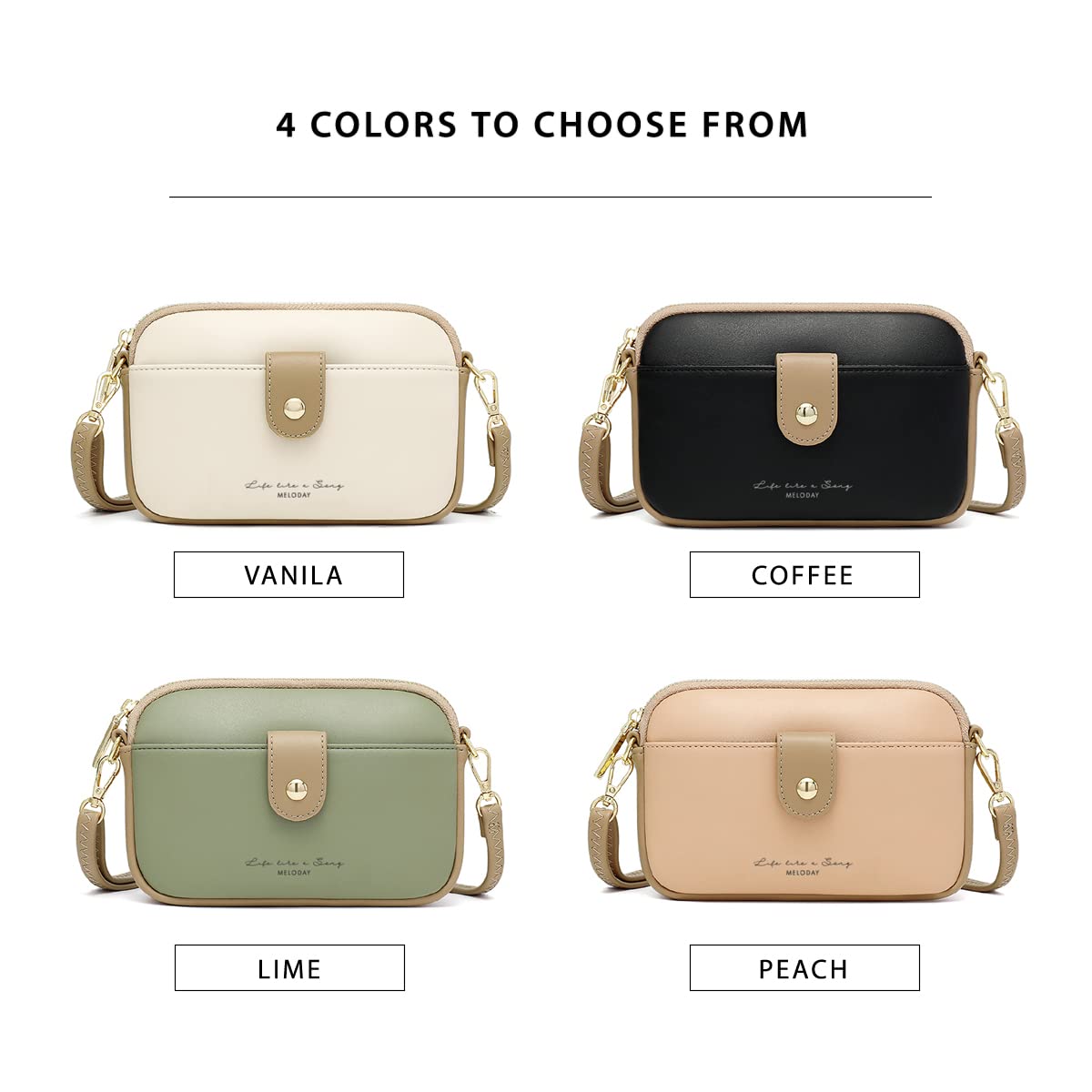 Mini Messenger Shoulder Handbag for Women Soft Vegan Leather Fashion Travel Wallet with Adjustable Strap - Black
