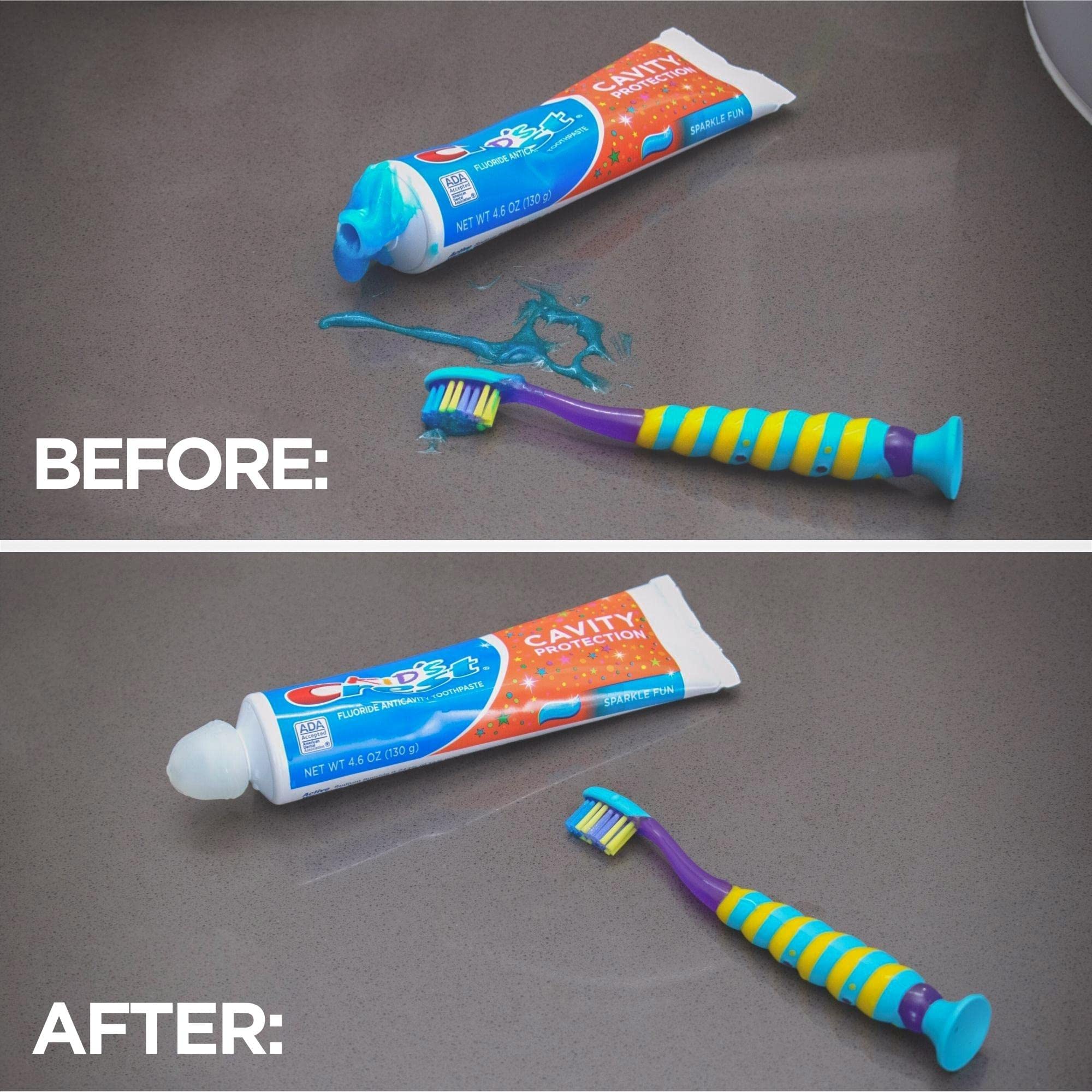 Toothpaste Caps SqueezMe by Chrome Cherry, Self-Closing Silicone Caps, Mess-Free Toothpaste Dispenser Squeezer Lids for Kids, Adults, Bathroom Accessories for Tooth and Gum Health (Clear 3-Pack)