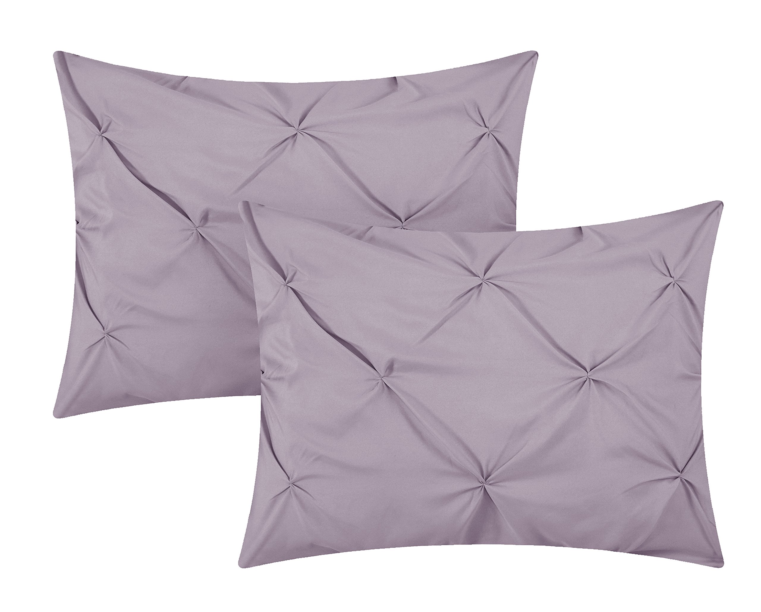 Chic Home Daya 4 Piece Duvet Cover Set Ruffled Pinch Pleat Design Embellished Zipper Closure Bedding, King, Lavender,
