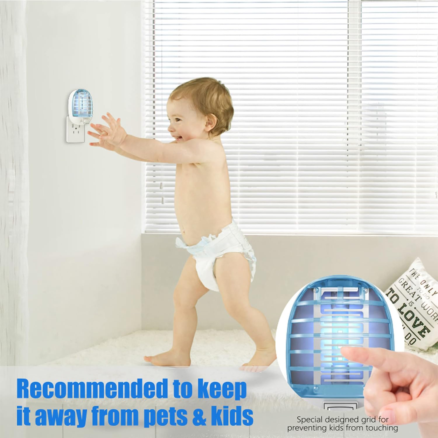 Fly Traps Indoor for Home PARSMIC Bug Zapper Mosquito Trap Electric Fly Swatter Racket Fly Zapper Updated Fly Killer – Light Blue, 6PCS