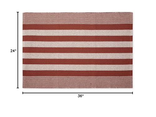 DII Woven Rag Rug Collection Recycled Yarn Cabana Stripe, 2x3', Cinnamon