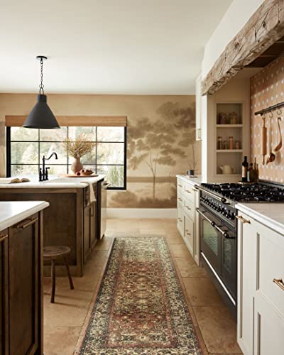 Loloi Magnolia Home by Joanna Gaines Banks Collection BAN-04 Brick/Ivory 8'-6" x 11'-6", .13" Pile Height, Machine Washable, Area Rug