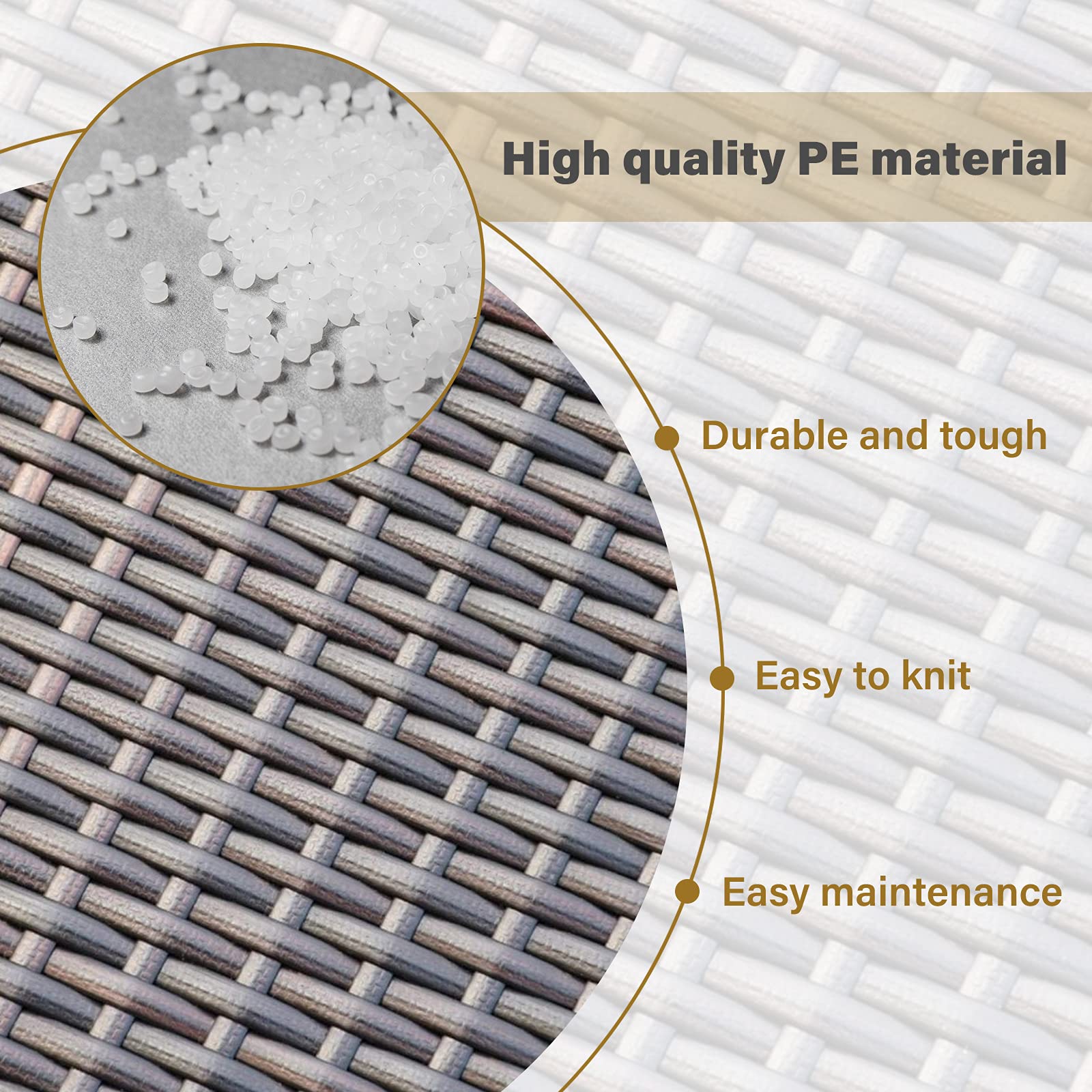 FAMMOM Wicker Repair Material, Flat Synthetic Rattan Weaving Material Plastic Rattan for Knit and Repair Chair Table,Storage Basket,Ect (Coffee Gradient A)