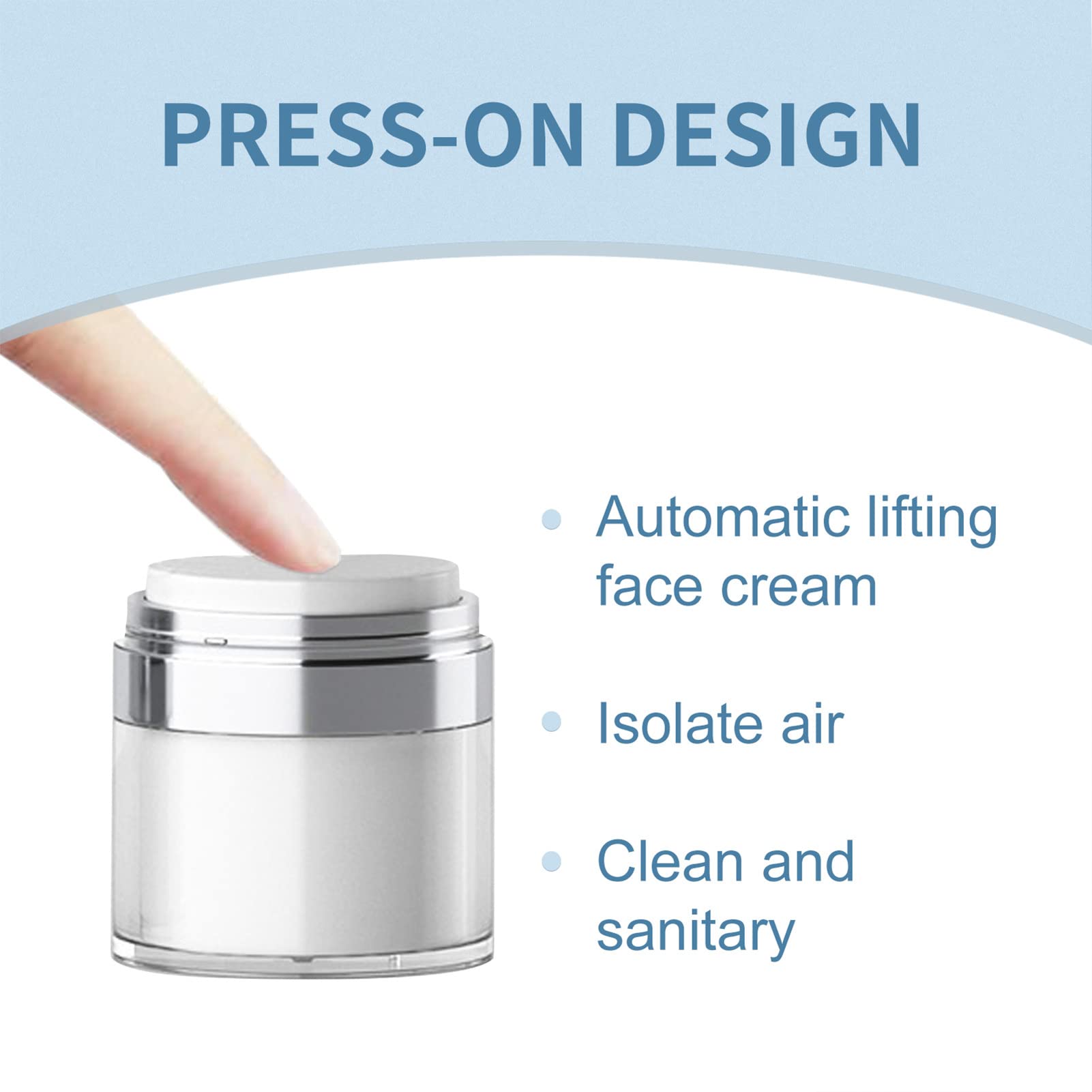 Airless Pump Jar, Empty Acrylic Vacuum Jar with Press Pump Refillable Travel Cream Empty Bottle Lotion Pump Containers Portable Pump Bottle Airless Pump Jars for Makeup,Essence,Moisturizer,Eye Cream