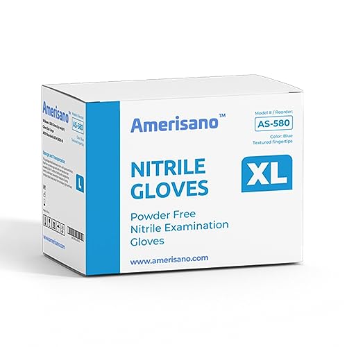 Amerisano 100% Nitrile Exam Gloves | Medical Grade, 510(k), Exceptional tactile sensitivity, Latex & Powder Free, 3 mil, Non-Sterile | Blue (Pack of 2000, X-Small)
