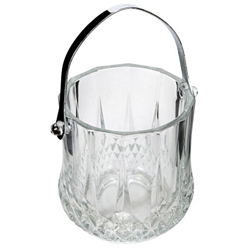 Lily's Home Glass Ice Bucket with Handle and SS Tongs, This Beautiful Piece is Ideal for Entertaining and Every Day Use