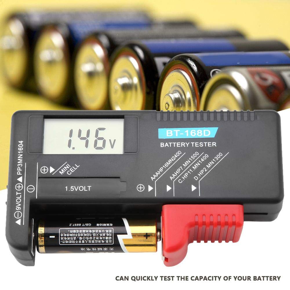 AA/AAA/C/D/9V/1.5V Battery Tester,BT-168D Button Cell Universal Digital LCD Battery Voltage Tester to Test All Different Kinds of Batteries to Test The Capacity of Battery