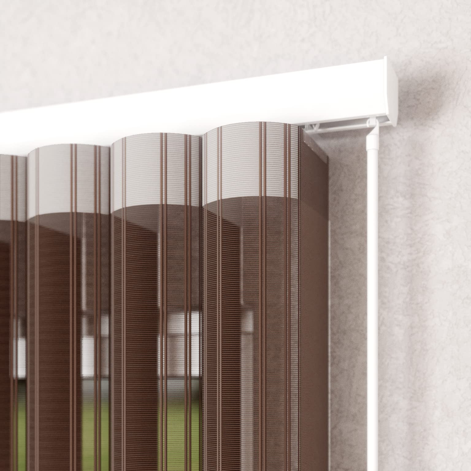 84'' H Brown Color Vertical Fabric Blinds walkthrough Curtain with Built in Sheer Door Blinds Blinds & Shades Blackout Blinds Window Shade Vertical Blinds for Sliding Doors , Sliding Blinds, White