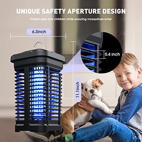 Bug Zapper for Outdoor and Indoor, High Powered 4200V Auto on/Off Electric Mosquito Zappers Killer, IPX4 Waterproof Fly Trap Outdoor, 18W Electronic Light Bulb Lamp for Home Backyard Patio