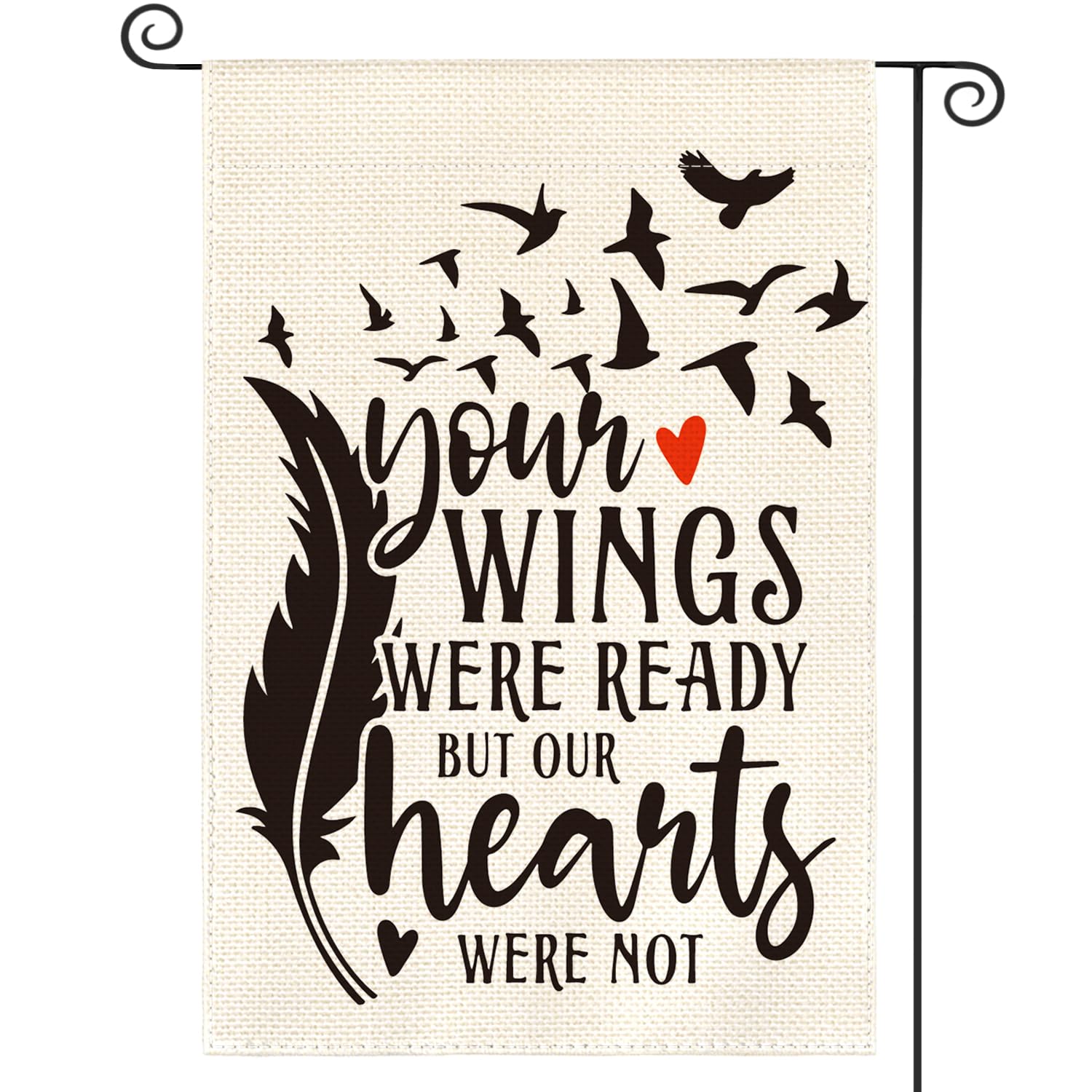 AVOIN colorlife Feather Love Wings Memorial Garden Flag 12x18 Inch Double Sided Outside, Never Forgotten Memorial Day Gravesite Saying Yard Outdoor Decoration