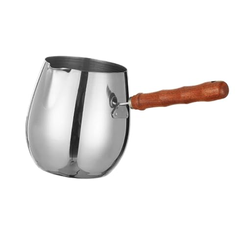 MagiDeal Stainless Steel Turkish Coffee Pot Chocolate Melting Pan Leakproof for Warm Tea Hot Chocolate Sauces Gravies Milk Warmer Pot, 600ml