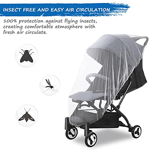 Coldwind 2 Pack Mosquito Net for Stroller Durable Baby Mosquito Net Perfect Bug Net for Strollers, Bassinets, Cradles, Playards, Pack N Plays and Portable Mini Crib, Baby Insect Netting, White