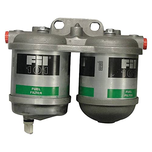 Complete Tractor 3003-3105 Dual Fuel Filter Assembly Compatible with/Replacement for With Aluminum Bowl - Ports 1/2" X 20 Pitch