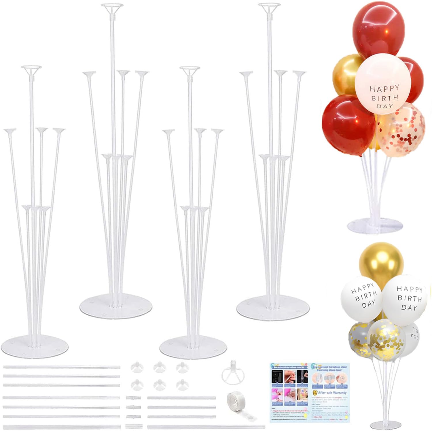 4 Pack Balloon Stand Kit, Fenxyo Balloon Sticks Holder with Base for Table Graduation Birthday Wedding Anniversary Baby Shower Gender Reveal Party Decorations