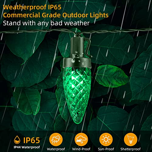 Anycosy Christmas Lights, St. Patrick's Day String Lights, 16.4 Ft 50 LEDs C6 Battery Operated Strings Lights 8 Modes for Party Garden Patio Indoor Outdoor Christmas Decorations, Green