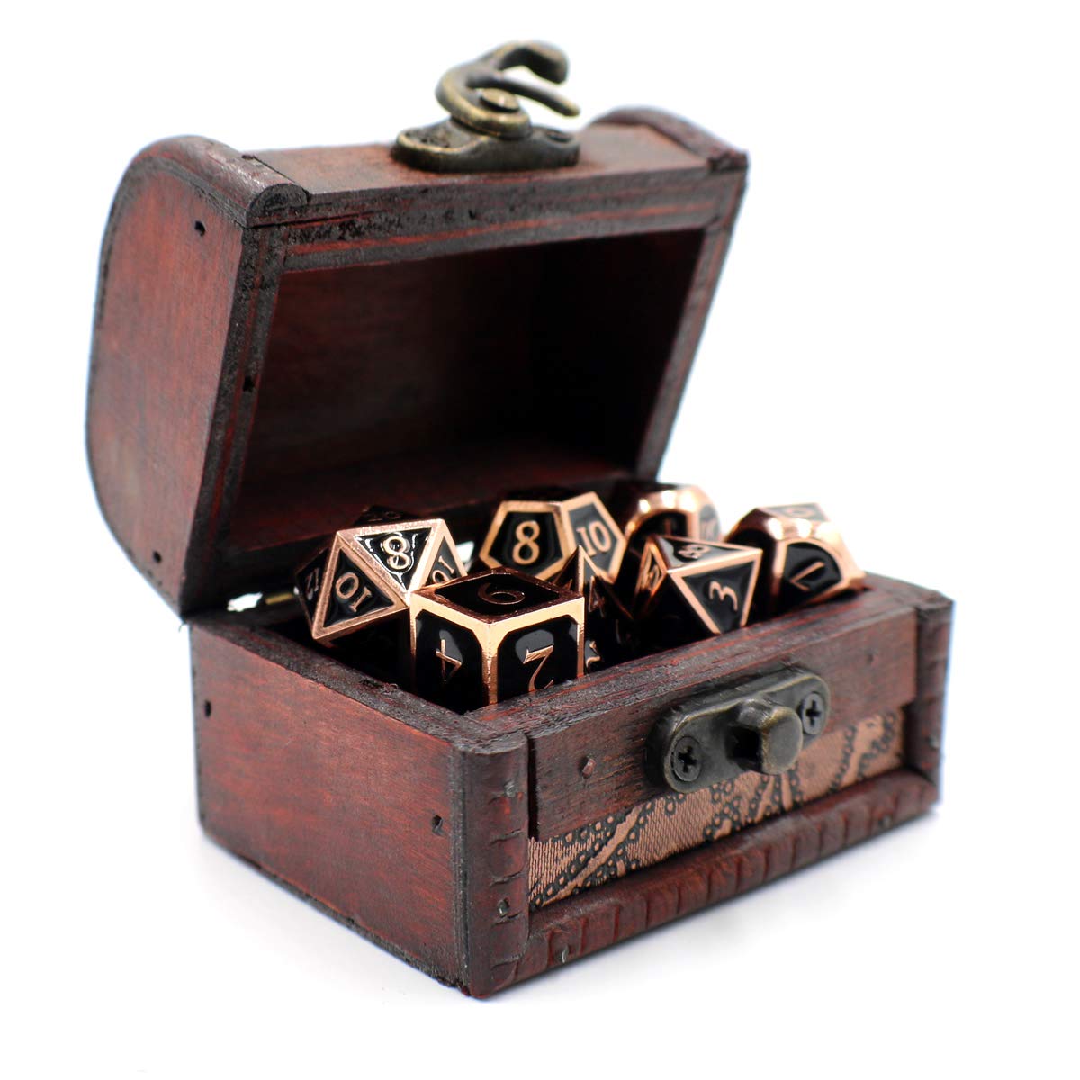 Black and Bronze Metal D20 Dice Set for Tabletop Gaming