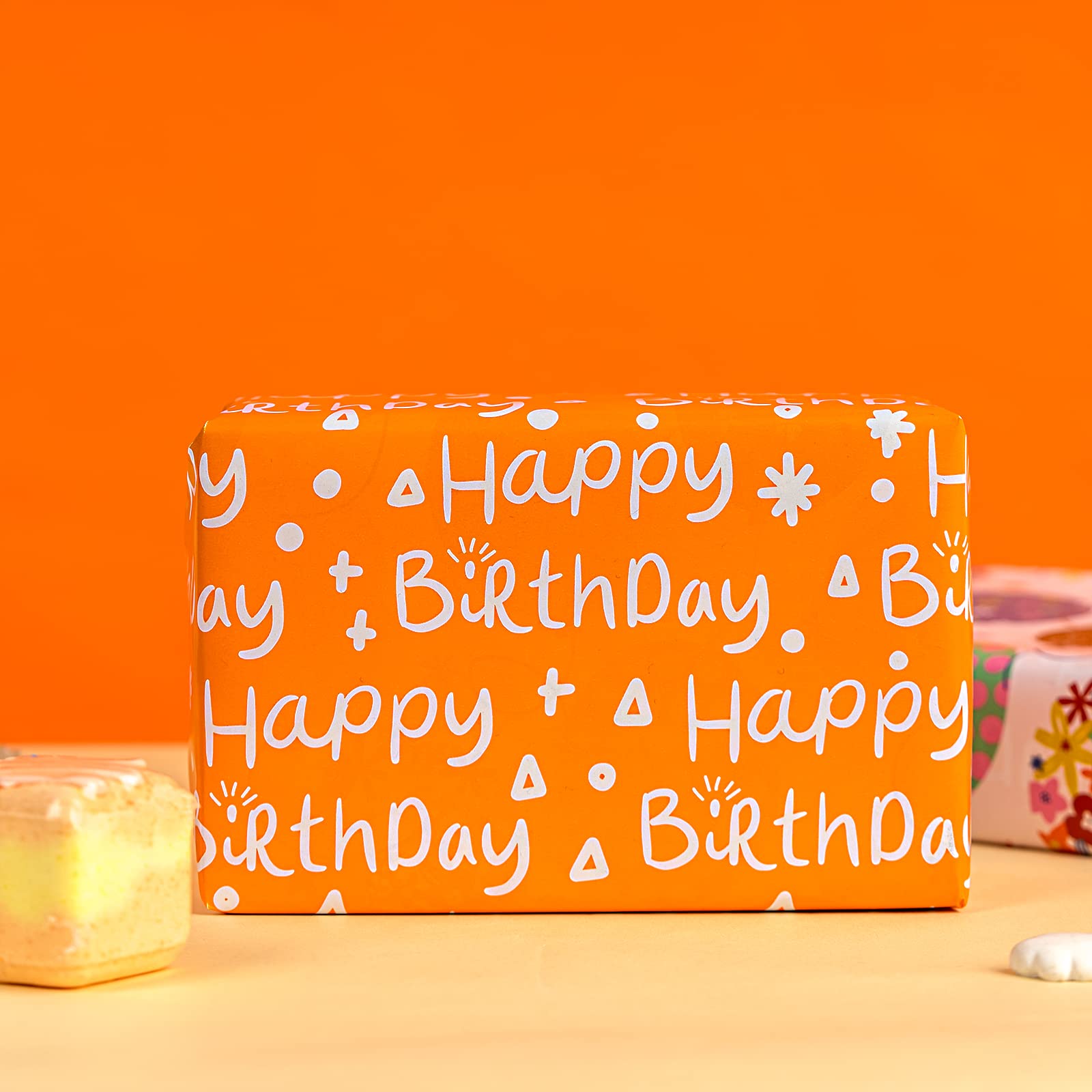 LeZakaa Reversible Birthday Wrapping Paper Roll - Flower Balloon & Happy Birthday Lettering - 17 inches x 32.8 Feet (46.45 sq.ft.)