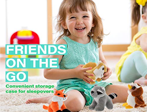 Etna Friends of the Forest Talking Treehouse Playset - 5 Plush Woodland Animals with Carry Case
