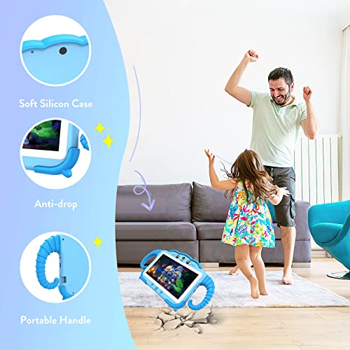 Kids Tablet 7 inch Tablet for Kids Toddlers 64GB Toddler Tablet with Case WiFi Dual Camera, Kids Android Learning Tablet Kids Software Installed Parental Control for Boys Girls YouTube Netflix