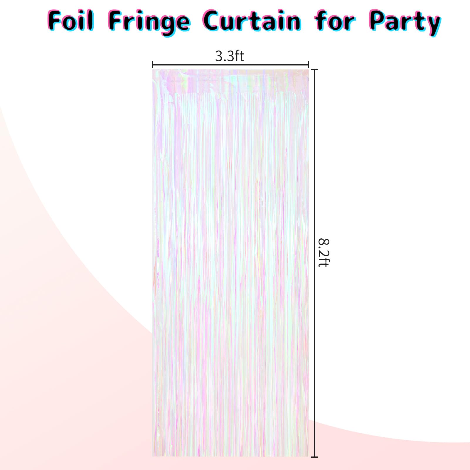 Merear Backdrop for Party Decorations, 3 Pack Foil Fringe Curtains Party Decor 8.2 * 3.3 FT Tinsel Streamers Birthday Party Decorations Photo Fringe Backdrop for Party, Graduation