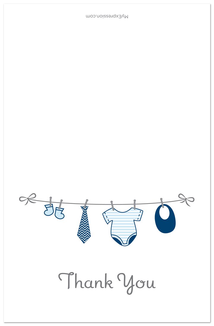 MyExpression 50 Cnt Hanging Baby Boy Cloth Baby Thank You Cards