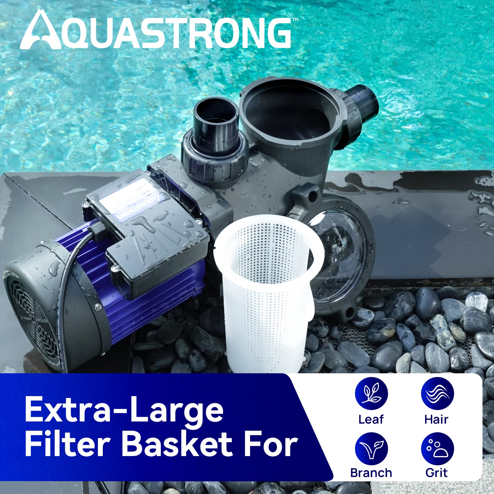 AQUASTRONG 8000GPH 2 HP In or Above Ground Pool Pump with Single Speed