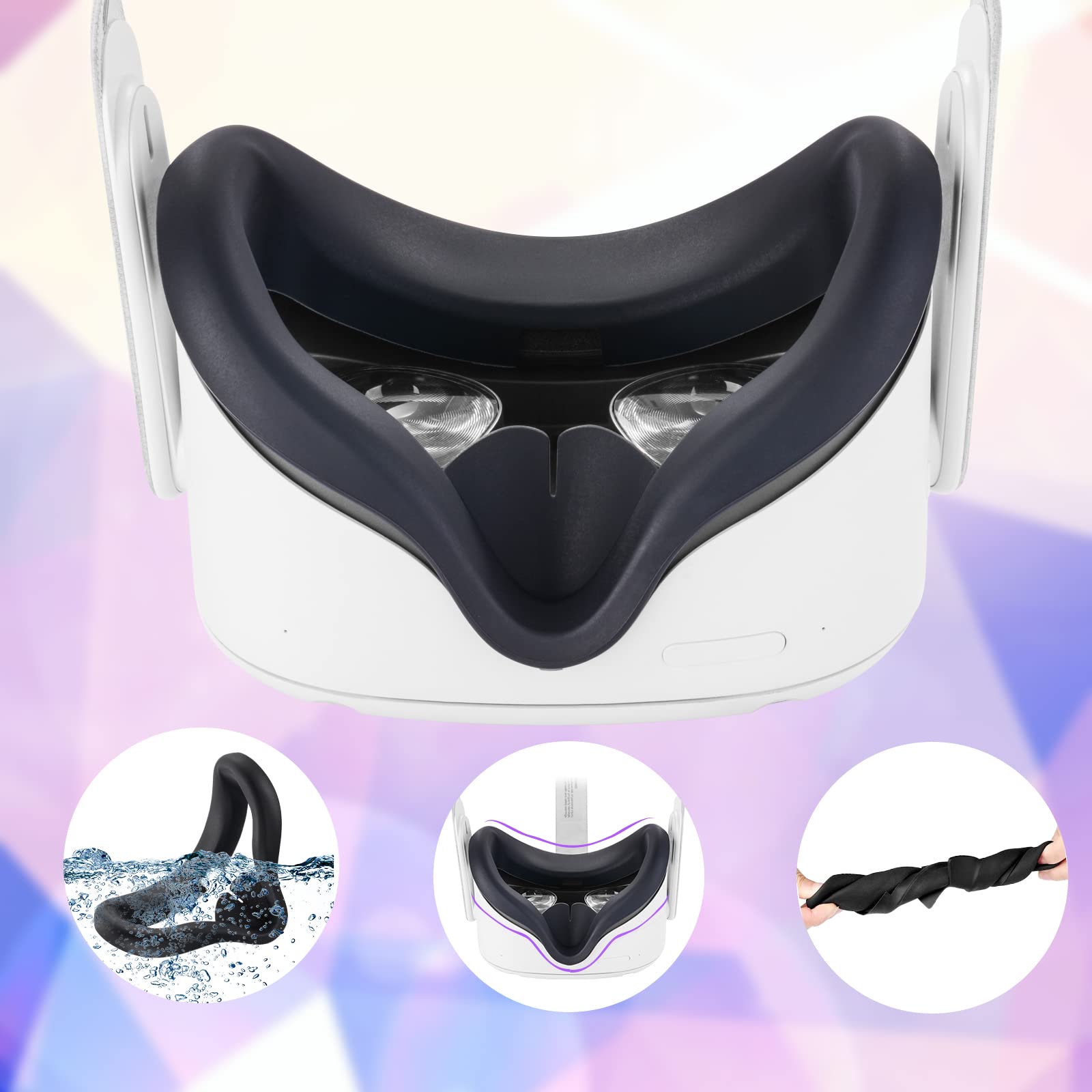 Accessories Compatible with Oculus Quest 2 Silicone Touch Controller Grip Cover, Face Cover, Headset Shell Cover, Protective Lens Case, Disposable Eye Sleeves