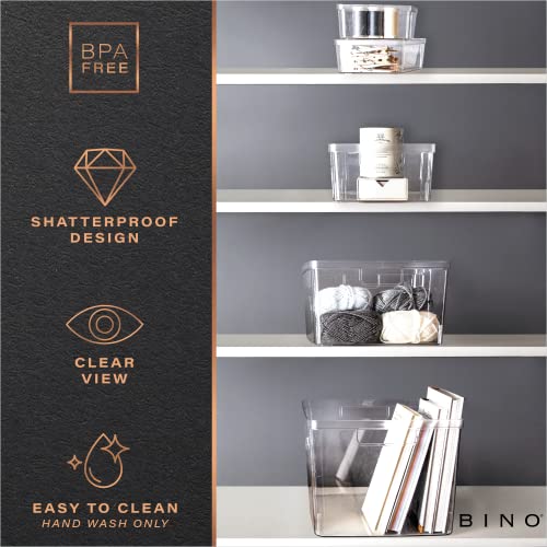BINO | Plastic Storage Bins, X-Small - 5 Pack | THE LUCID COLLECTION | Multi-Use Built-In Handles BPA-Free Clear Storage Containers | Fridge Organizer | Pantry & Home Organization