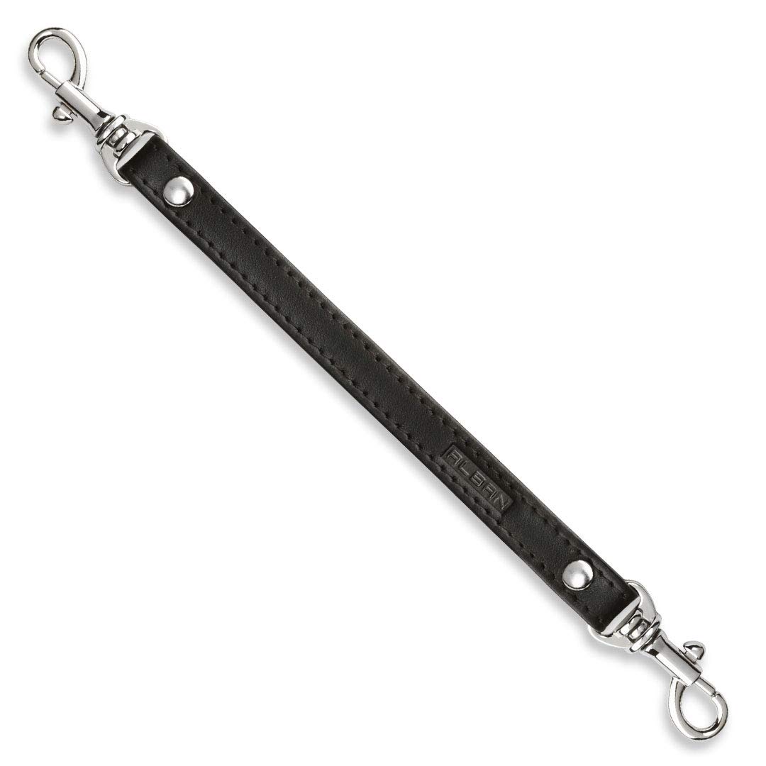 Alban Leather Strap for Wallet Clutch Wristlet Purse Keys Keychain - 2 Clip Strap - Black Silver