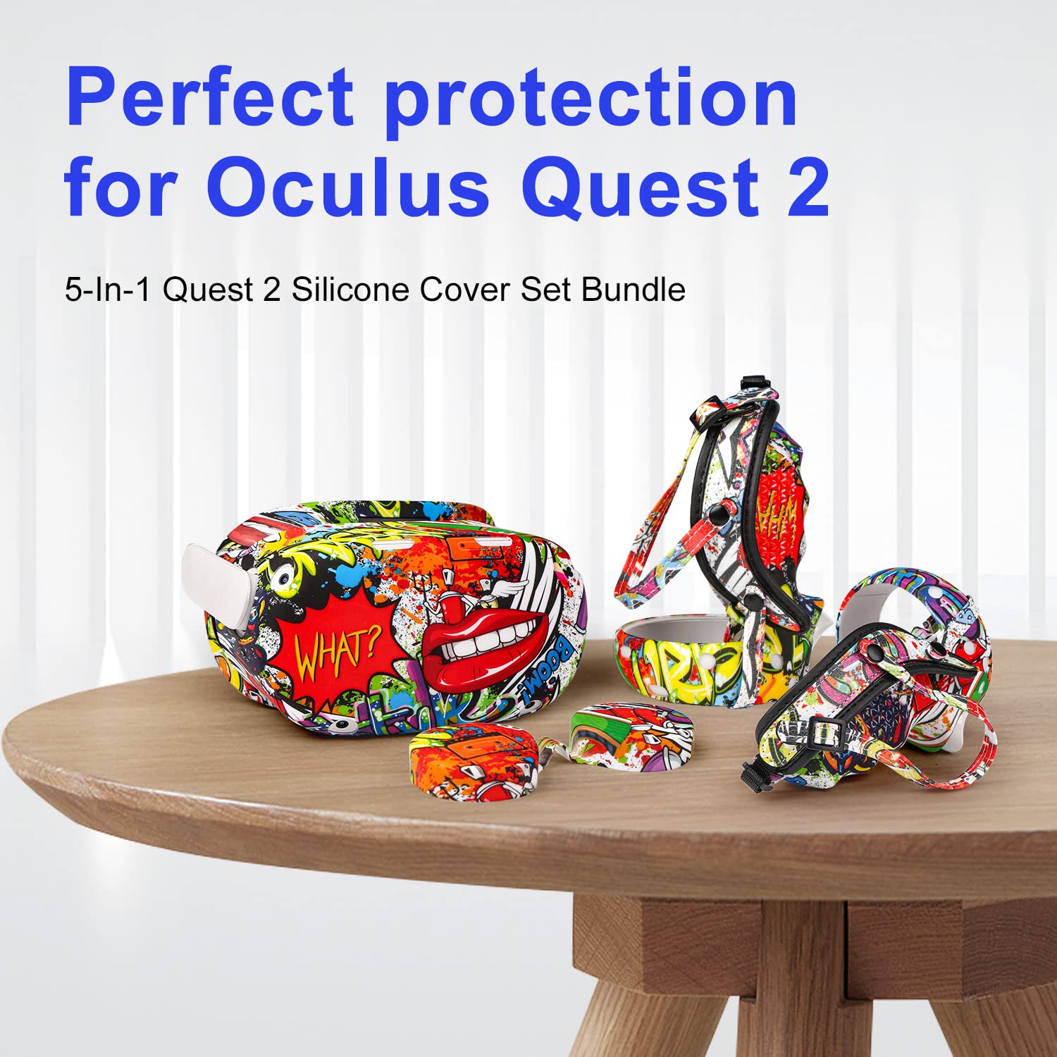 Accessories for Oculus Quest 2, YIZEIJOB VR Protective Silicone Cover Skin Set Compatible with Meta Quest 2 - Street Graffiti