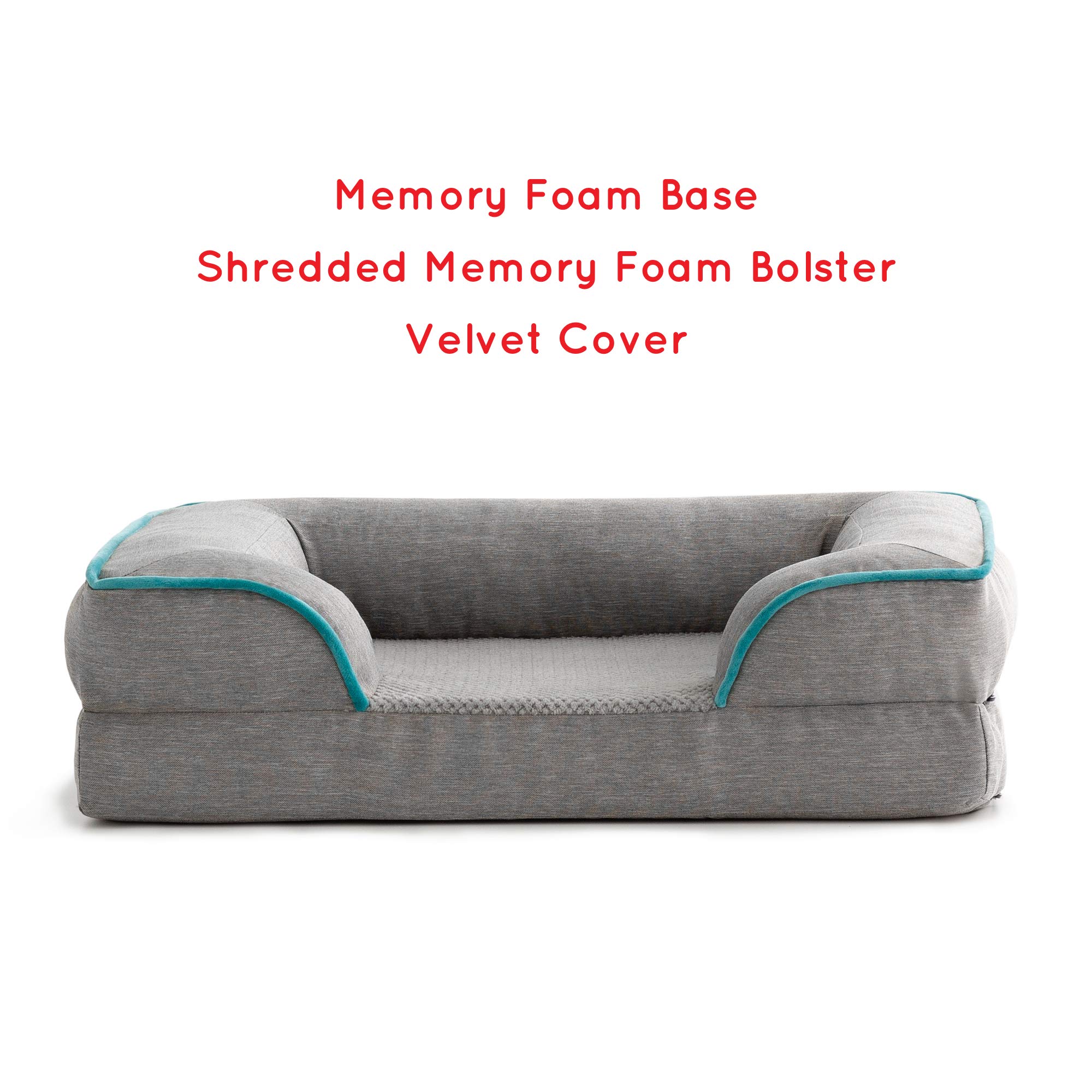 Brindle Orthopedic Dog Bed for Medium Dogs - Waterproof Dog Sofa Bed Medium, Supportive Memory Foam Pet Couch Bed with Removable Washable Cover, Water Resistant Cover, Nonskid Bottom, Dove Gray