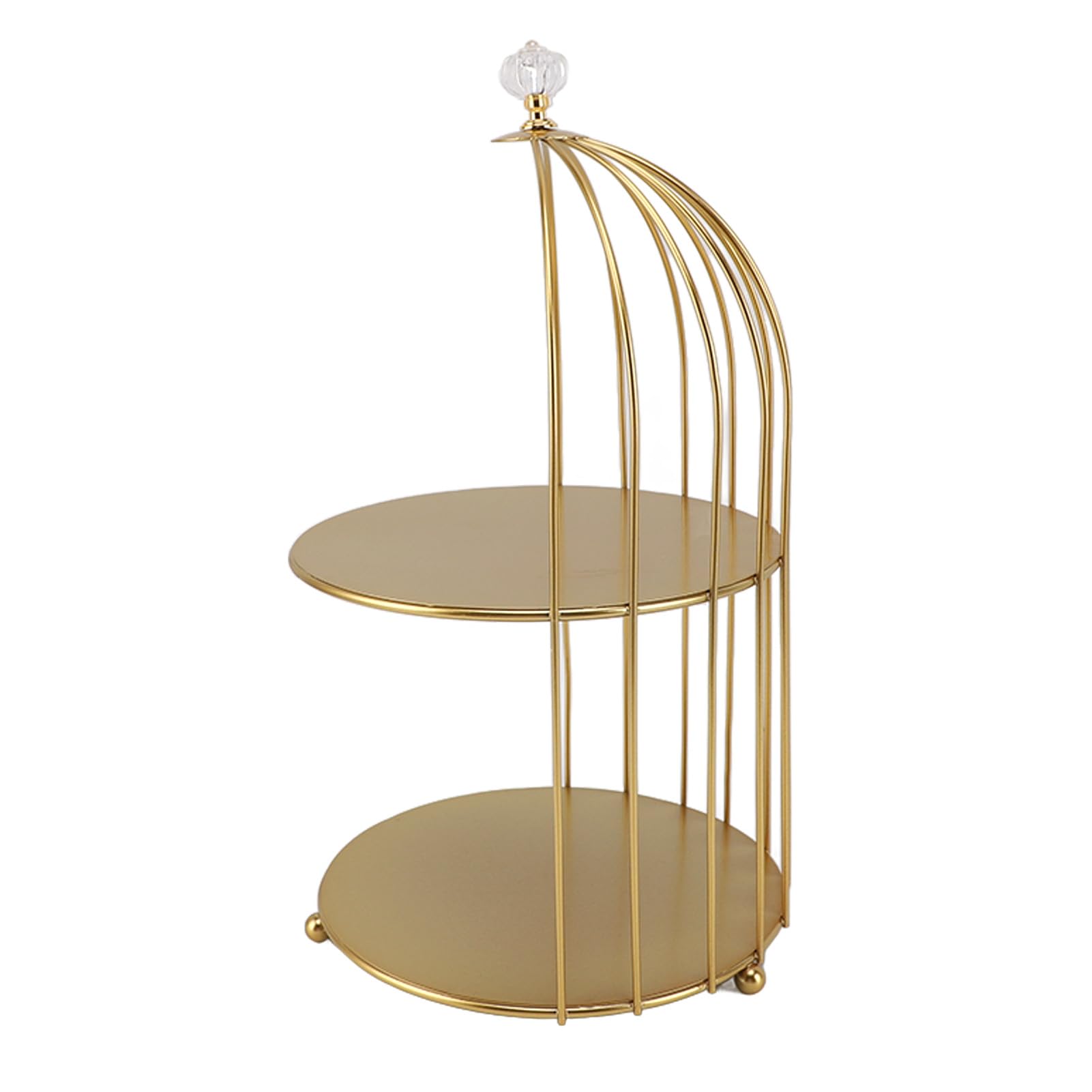 FTVOGUE Bird Cage Cosmetic Organizer,Cosmetic Rack Bird Cage Desktop Makeup Organizer Rack, Space Saving Iron Unique Makeup Display Rack for Home Bathroom, Gold (Double Layers)