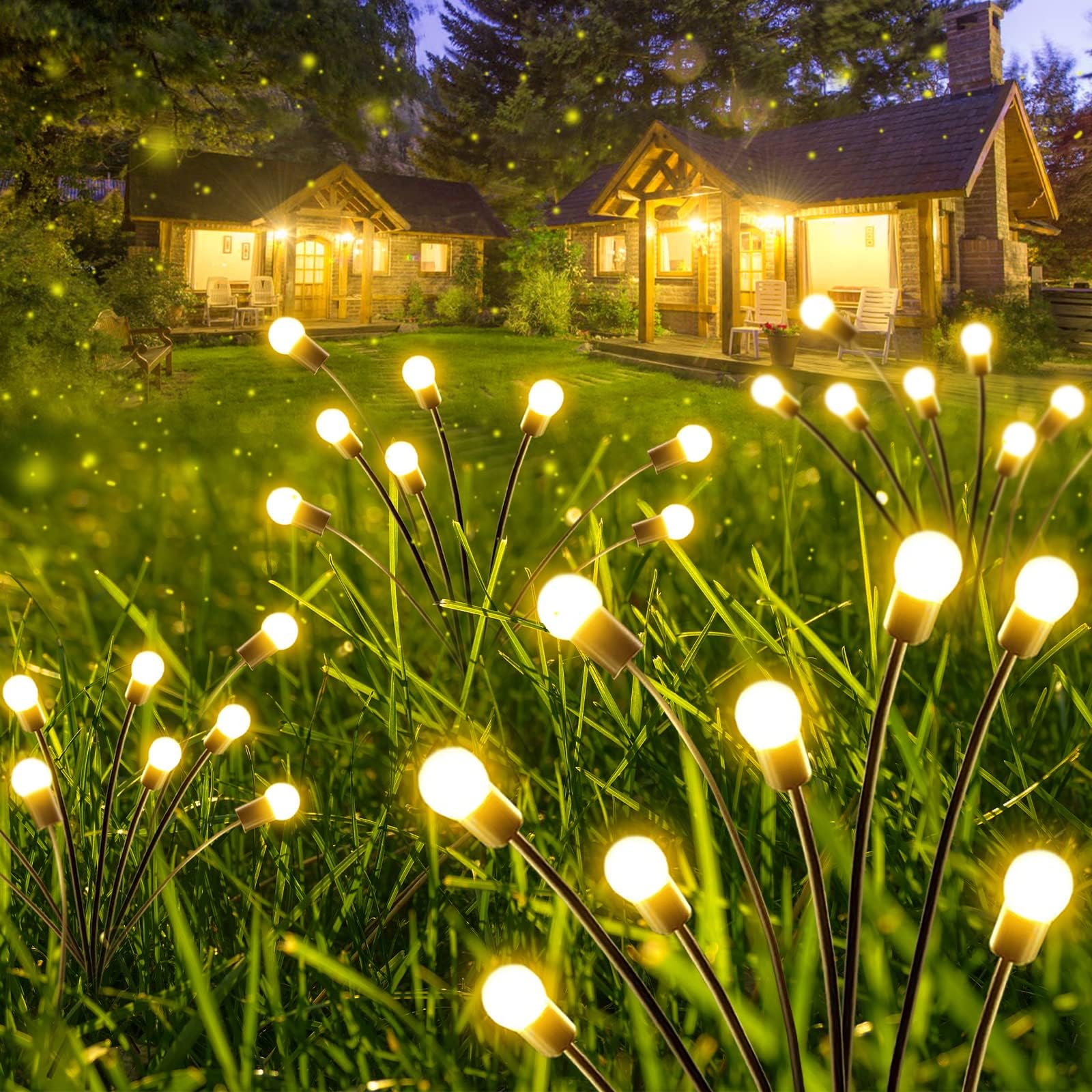 Albelt 6-Pack Solar Garden Lights Outside, 48 LED Swaying Firefly Solar Lights (Sway by Wind), Waterproof Solar Yard Lights for Outside Fairy Garden Decor Patio Pathway Landscape (Warm White)