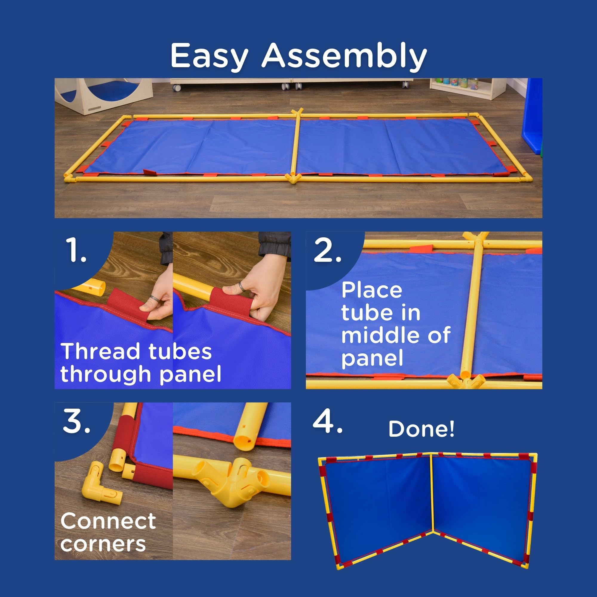 Children's Factory Big Screen Right Angle PlayPanel, Kids Room Divider, Classroom Privacy Screen, Blue