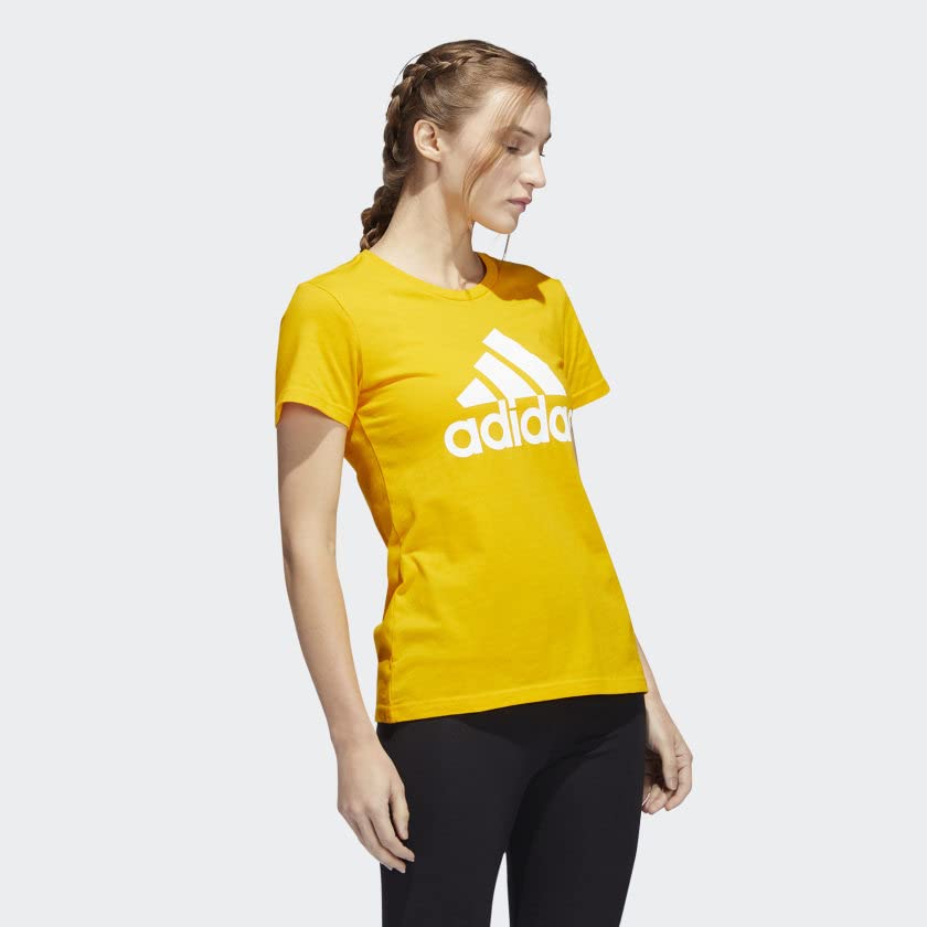 adidas Amplifier Short Sleeve Badge of Sport Tee Women's, Yellow, Size S