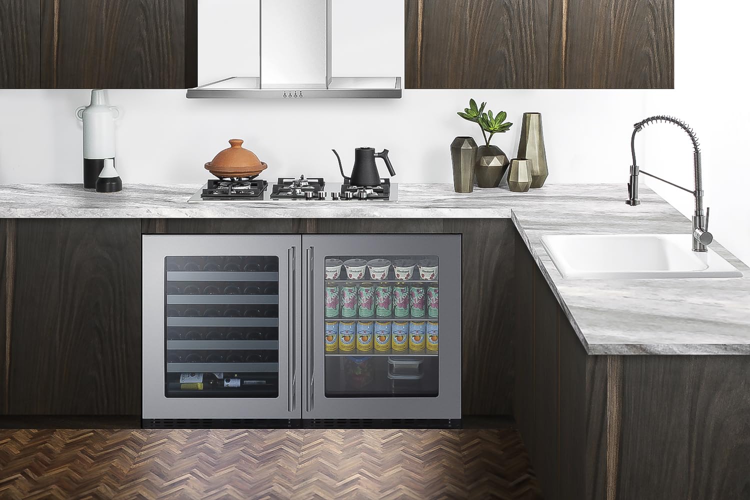 Summit Appliance ASDG2411 24" Wide Built-In Beverage Center, ADA Compliant; 3.25 cu.ft Capacity; Frost-free; Sealed Back; Open Door Alarm; Factory Installed Lock; Dimmable LED Light