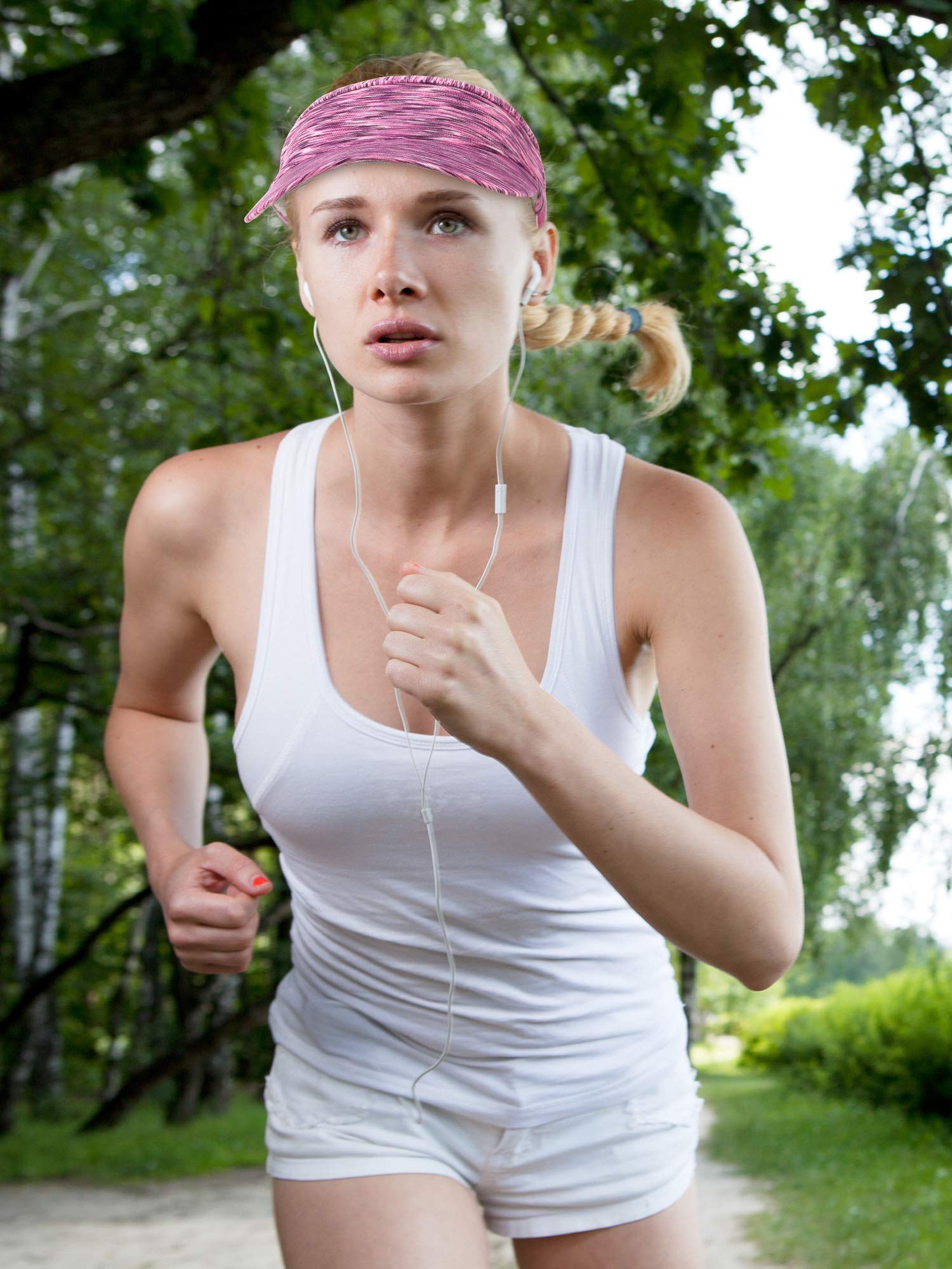 6 Pieces Sport Sun Visor Hat Athletic Visor Cap Adjustable Stretch Band Visor Hat Quick Dry Hat with Sweatband for Women Men Running Jogging Golf Tennis Cycling