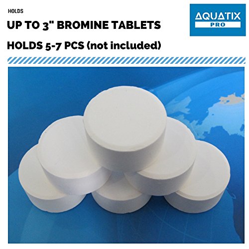 Aquatix Pro Pool Chlorine Floater Dispenser with Thermometer for 1 to 3 inch Tablets, Large & Durable Floating Dispenser for Spa, Hot Tub, In-ground & Above Ground Pools, Adjustable Flow Rate