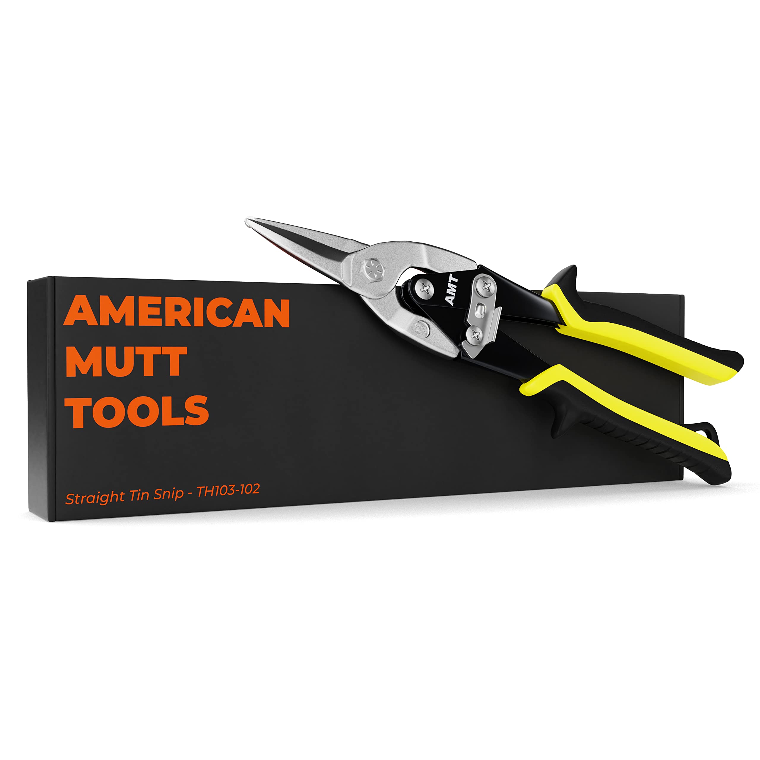 AMERICAN MUTT TOOLS 10 Inch Straight Cut Tin Snips Heavy Duty โ CrMo Sheet Metal Cutter โ Aviation Snips for Sheet Metal โ Sheet Metal Snips, Sheet Metal Shears Tin Snips for Cutting Metal Sheet