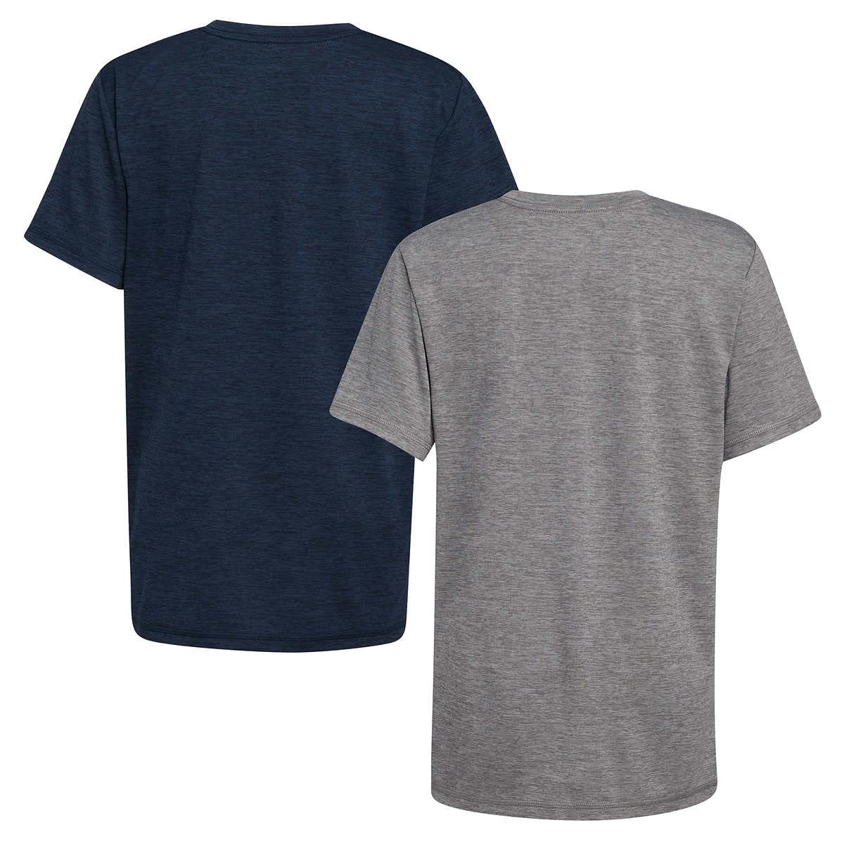 adidas boys Youth 2-Pack Performance Tee (Heather Grey/Dark Blue, X-Large 18/20)